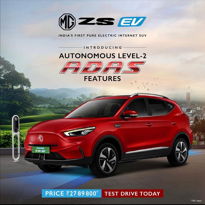 MG launches India's first pure-electric internet SUV, ZS EV with ADAS
